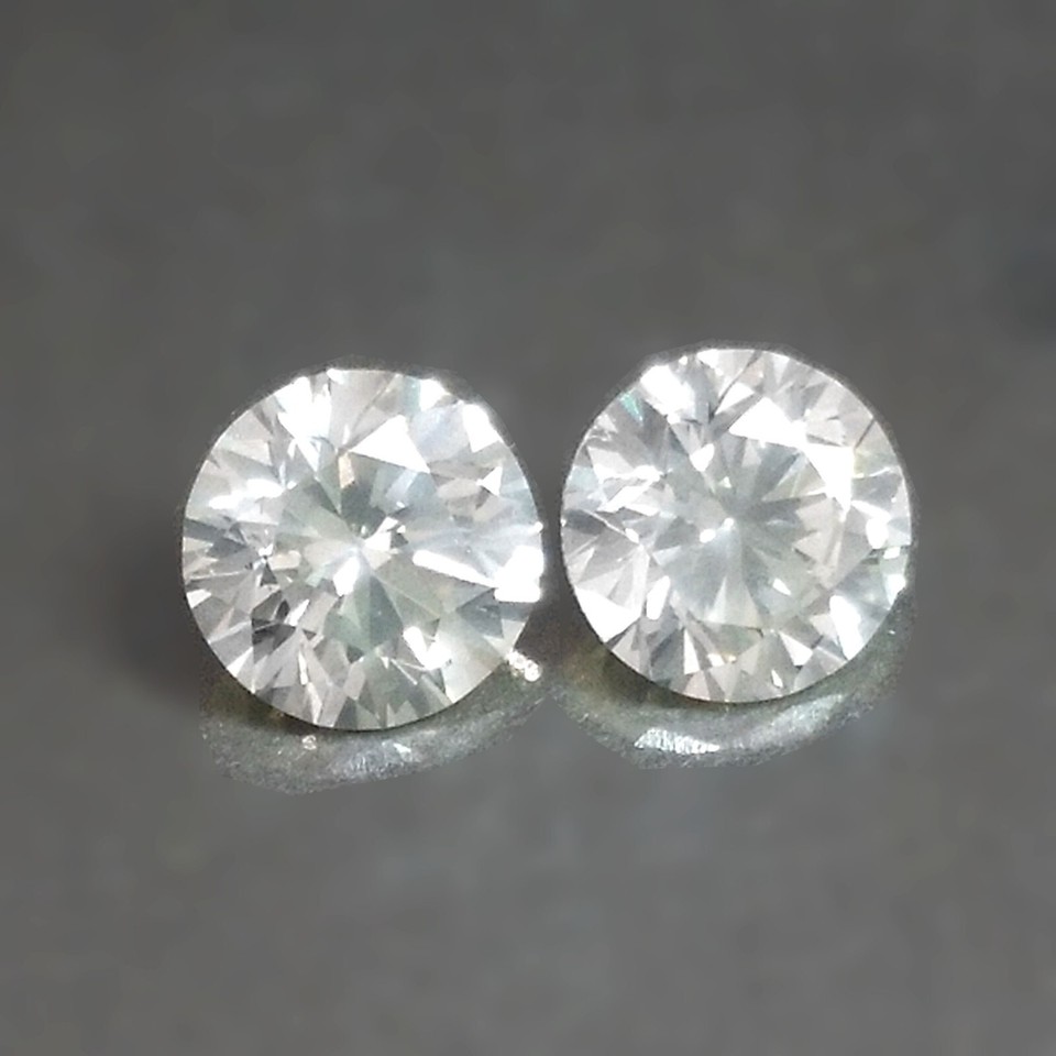 0.52cts Round Pair Untreated White H I Color Natural Earth Mined Loose ...