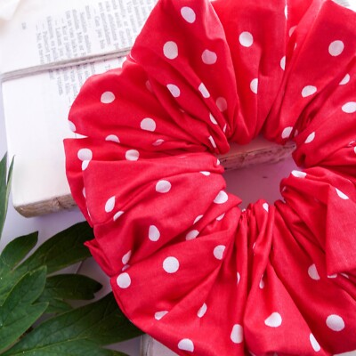 Red polka dot scrunchies, Red scrunchies, Oversized scrunchies, Big ...