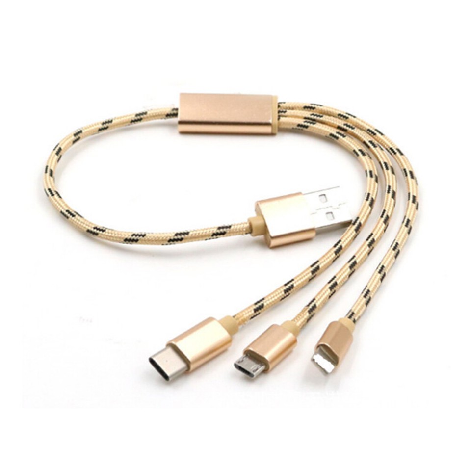 30CM 3 in 1 Fast Charging Cable Universal Phone USB Data Line Adapter ...