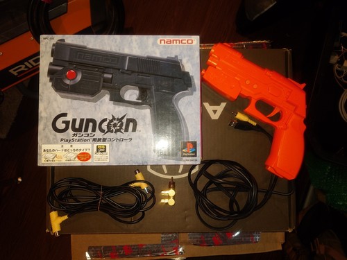 Nib Namco Guncon 1 And Used Guncon 2 W/Video Cable And Adapter ps1 PS2 ...