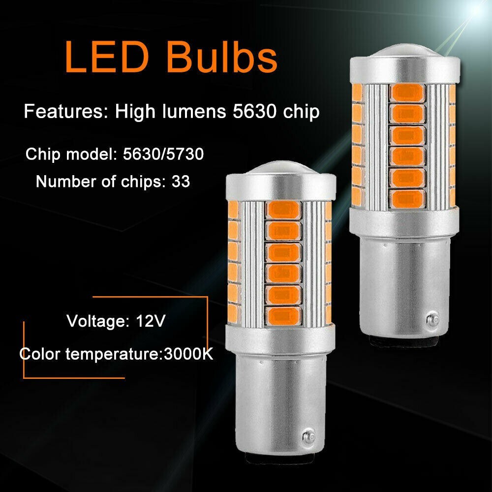 Turn Signal LED Light Bulbs 1156 52 X 19mm Amber Blinker DC 12V High ...