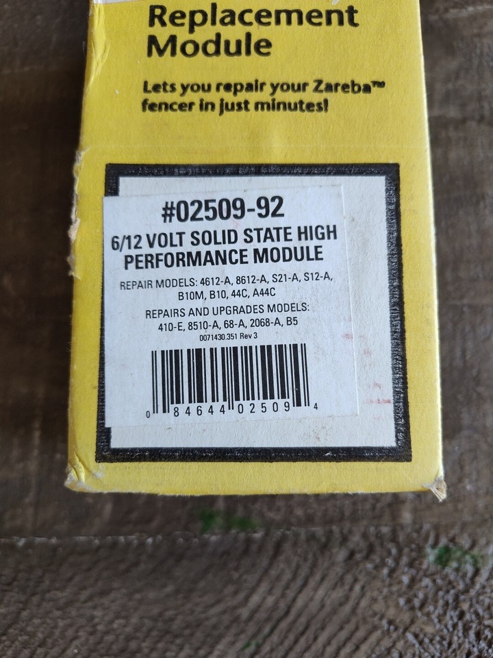 ZAREBA ELECTRIC FENCE CONTROLLER REPLACEMENT MODULE 02509-92 HIGH ...
