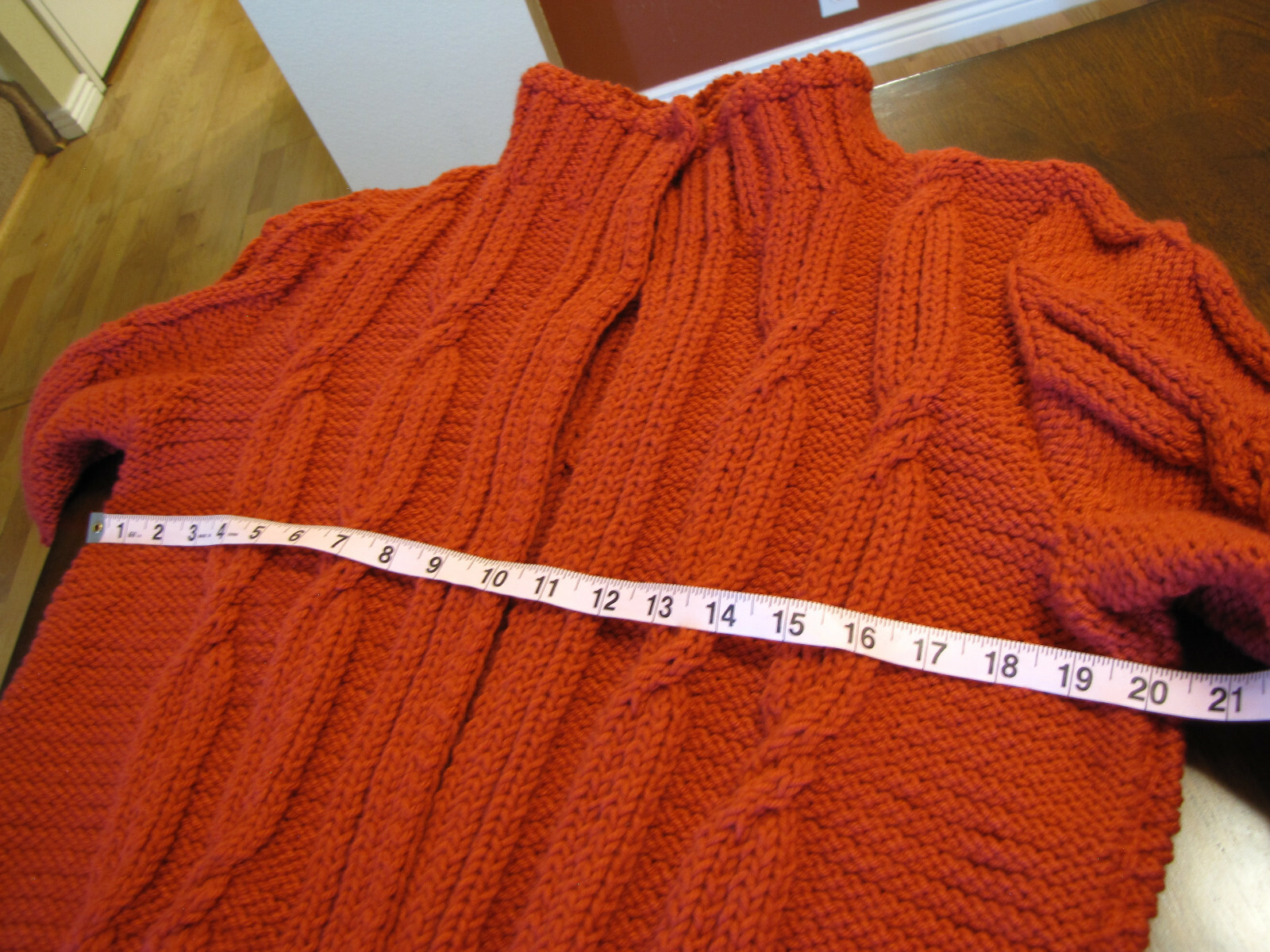 Handmade Knit Cabled Coat Red-Raspberry Cardigan Long Sleeve Open Front ...