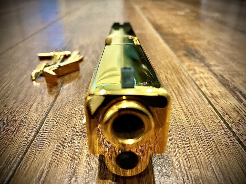 NEW 24k Gold Mirror Polished GL0CK 19 OEM G19 Gen 3 Slide Upper + 24k ...