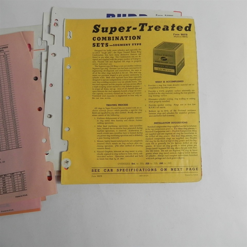 VINTAGE 1944 BURD GRAF FLOX PISTON RINGS CATALOG AND TRADE PRICES LOOSE ...