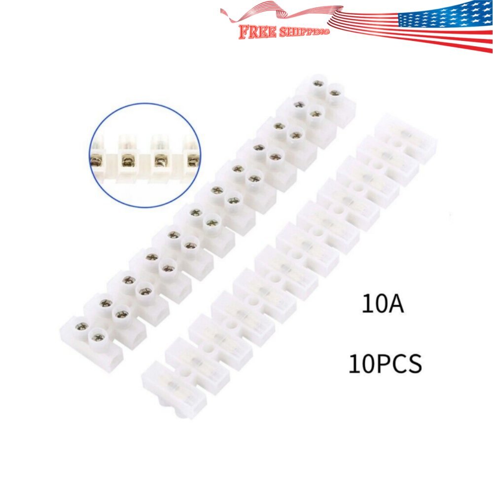 360V 10A Dual Row Screw Terminals Electric Barrier 12-terminal Strip ...