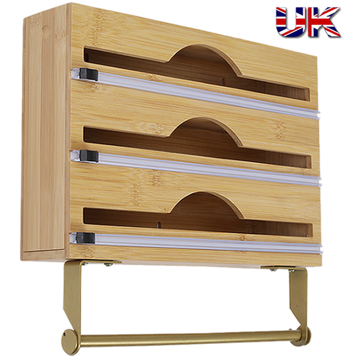 Kitchen Cling Film Tin Foil Roll Holder Dispenser Wall Mounted Towel ...