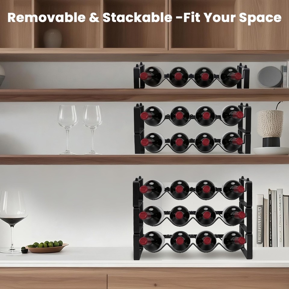 Small Wine Rack for 8 Bottles – Expandable & Stackable Metal Wine Rack ...