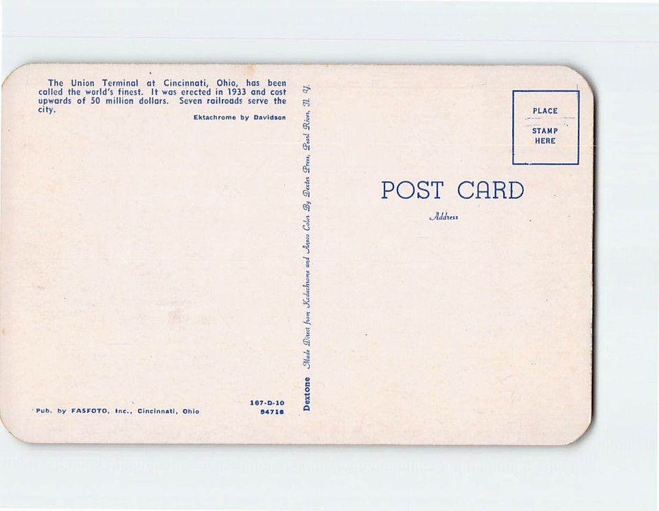 Postcard Union Terminal Cincinnati Ohio USA | eBay