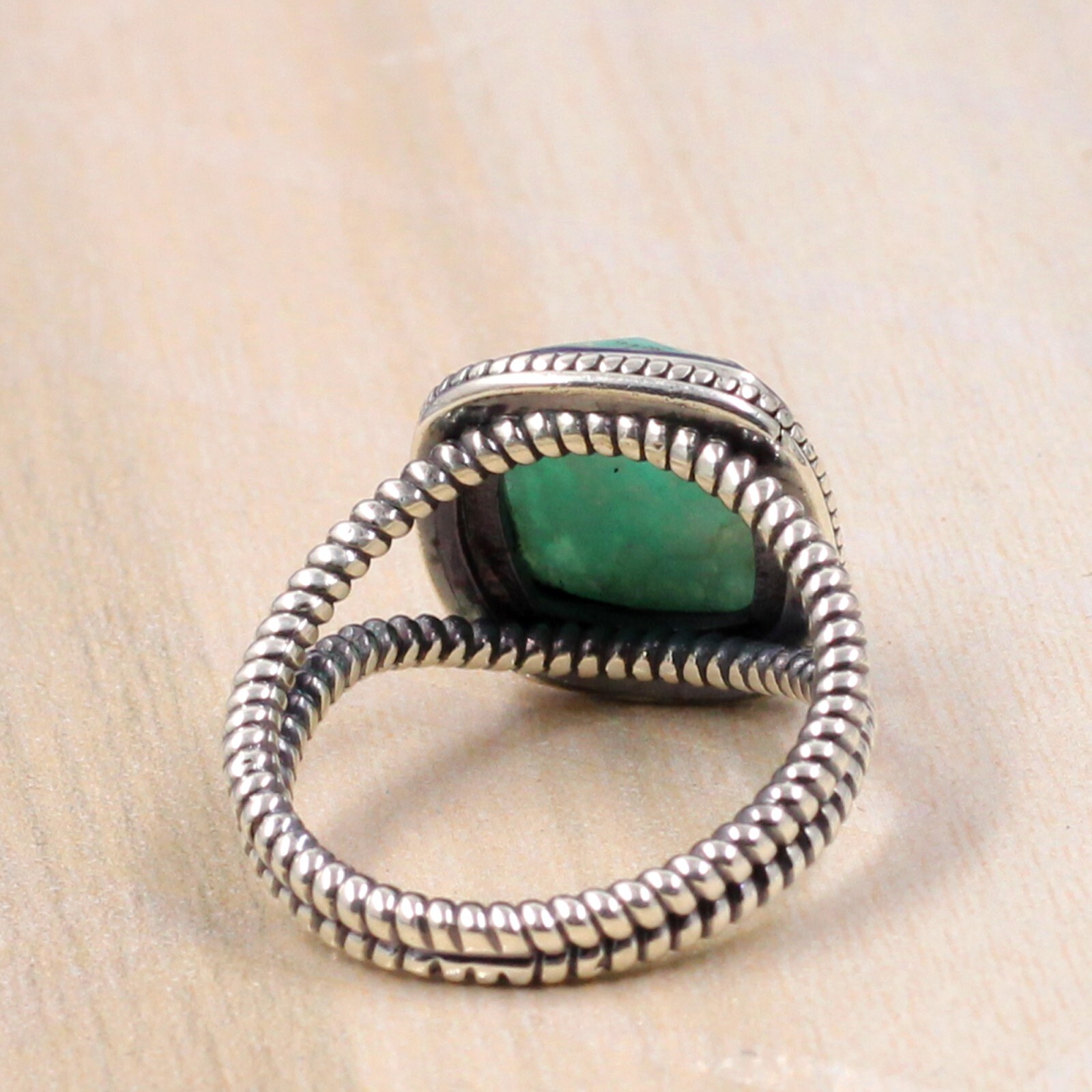 Sterling 925 Silver Oxidized Jewelry Amazonite Gemstone Men's Ring Size ...