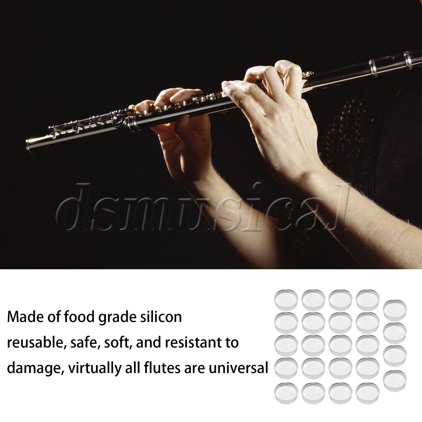 24Pcs Flute Plugs Silicone 7.5 mm Open Hole Plug Key Covers Replacement ...