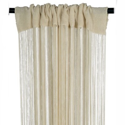 New KARMA LIVING Bone White Fringe Boho Thread Fringe Curtain Panel 36 ...