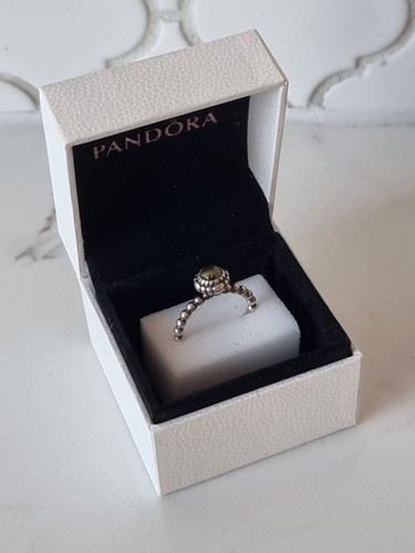 Genuine Pandora Sterling Silver Peridot August Birthstone Birthday Ring ...
