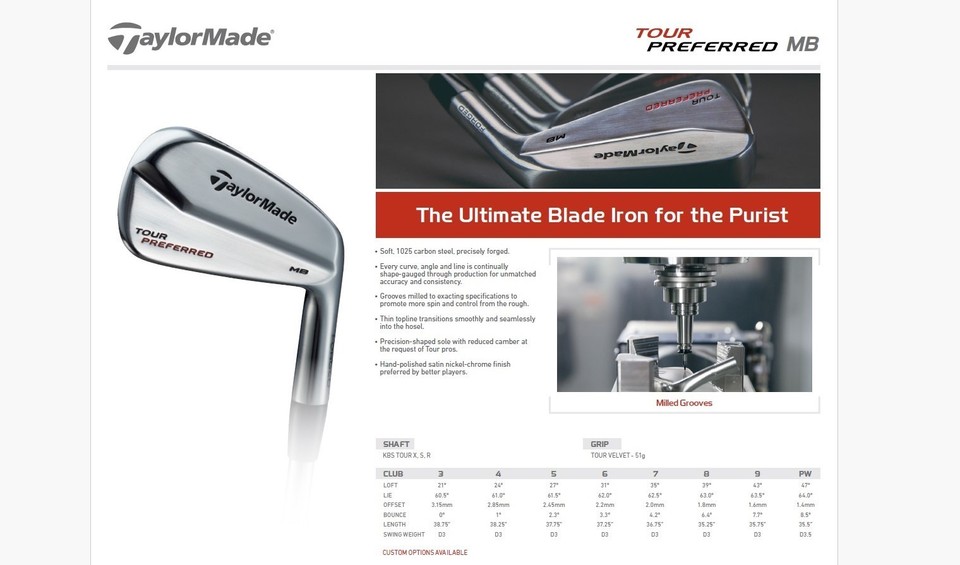 TaylorMade Tour Preferred MB 2014 Iron Set XStiff PURED TT Shafts 3i ...