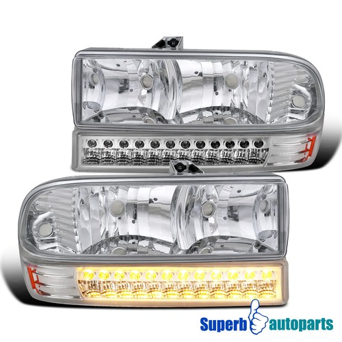 Fits 1998-2004 Chevy S10 Blazer Crystal Clear Headlights+LED Signal ...