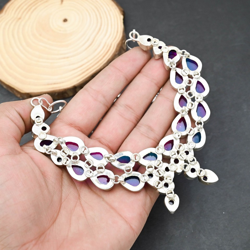 Bi-Color Tourmaline Amethyst 925 Sterling Silver Jewelry Necklace 18 ...