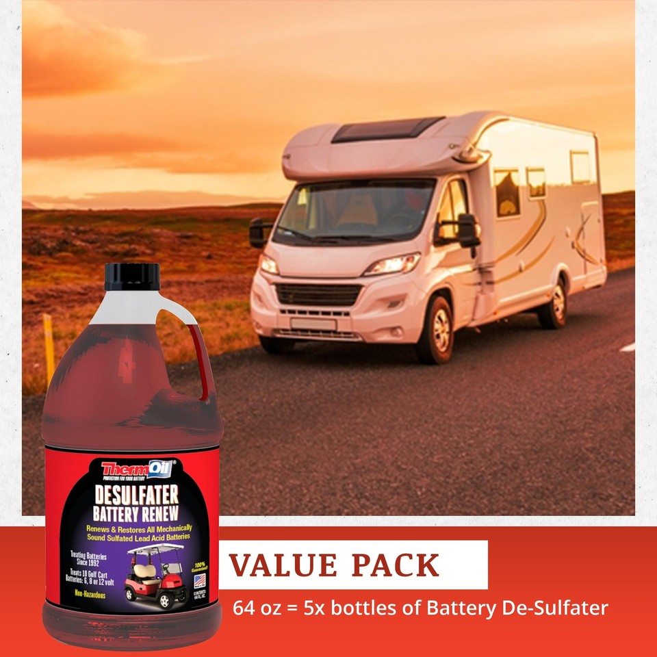 Thermoil DeSulfater Golf Cart Solution 64oz Treats 10 Batteries Made in ...