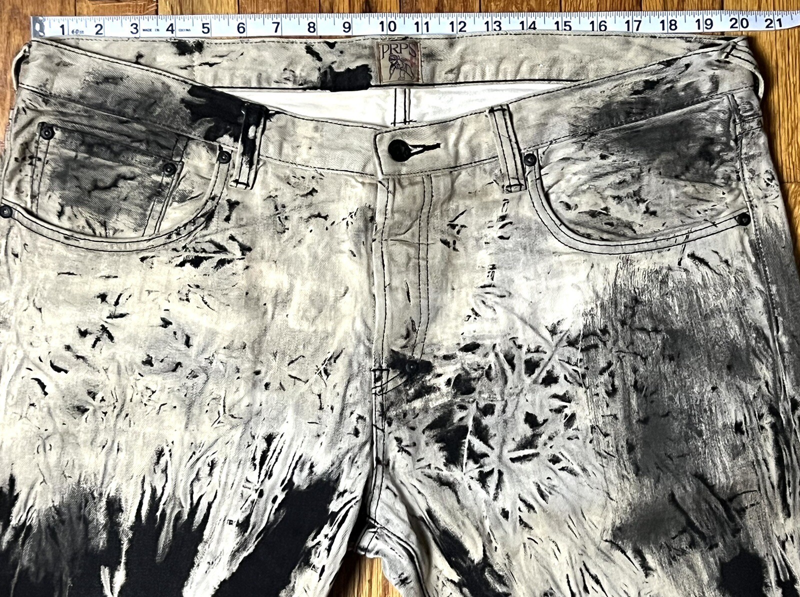 PRPS Demon Jeans Black Thrashed Acid Hog Wash Denim Button Fly Men’s 40 ...