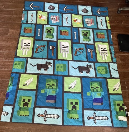 Minecraft Bed Sheets Comforter Bedspread Set Reversible Full Kids ...