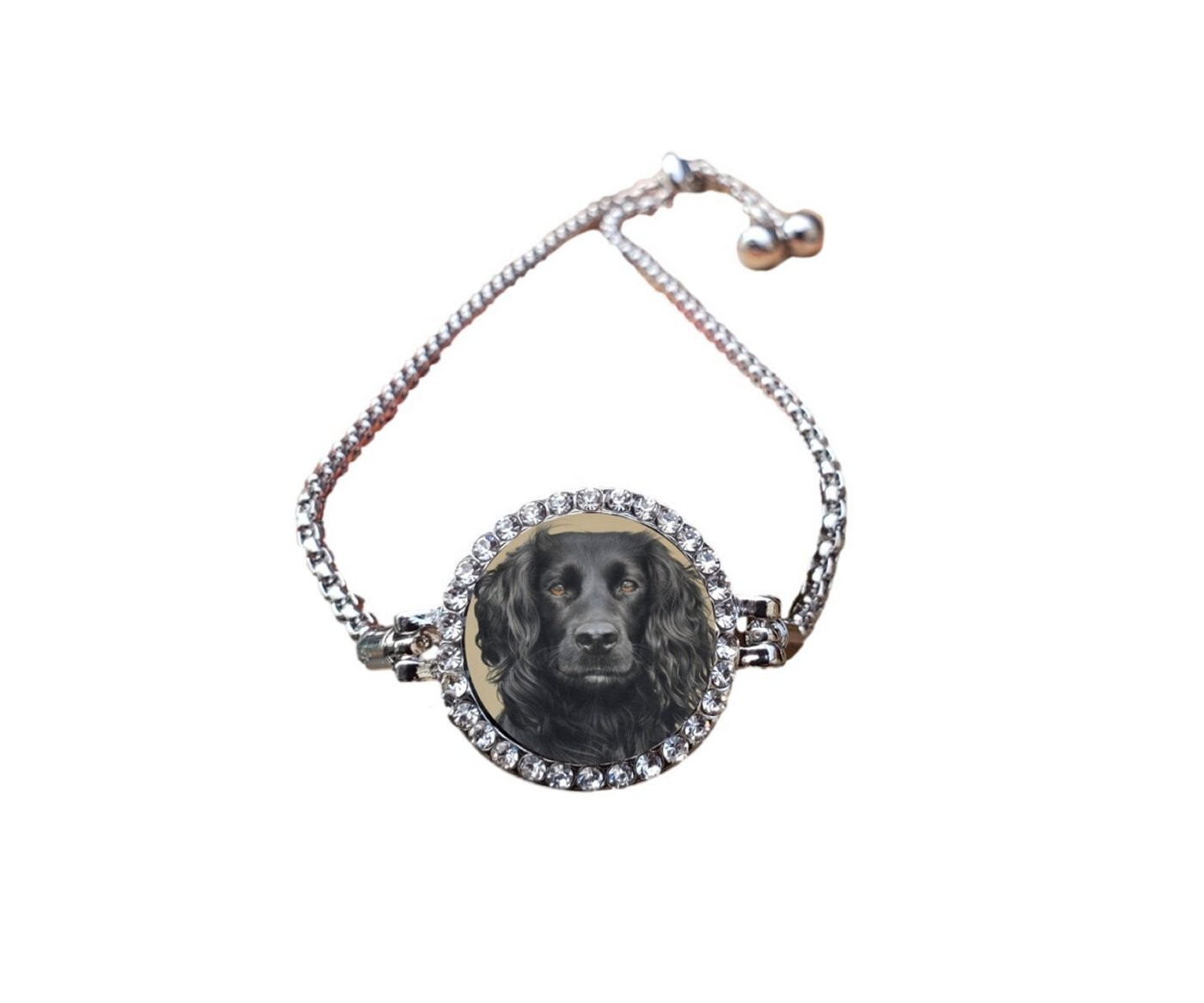 Cocker Spaniel Dog Pet Silver Colour Bracelet With Diamantes And Gift ...
