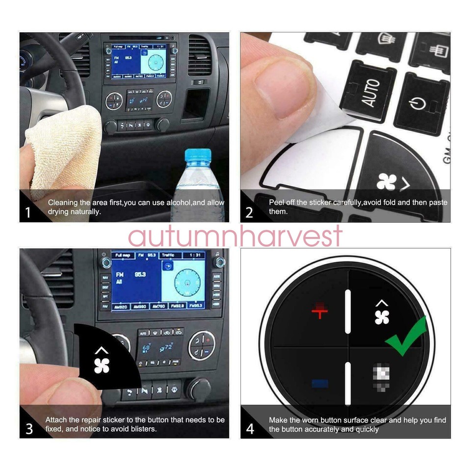Climate Control Button Decal Dash Switch Sticker For 2007-2014 GMC ...