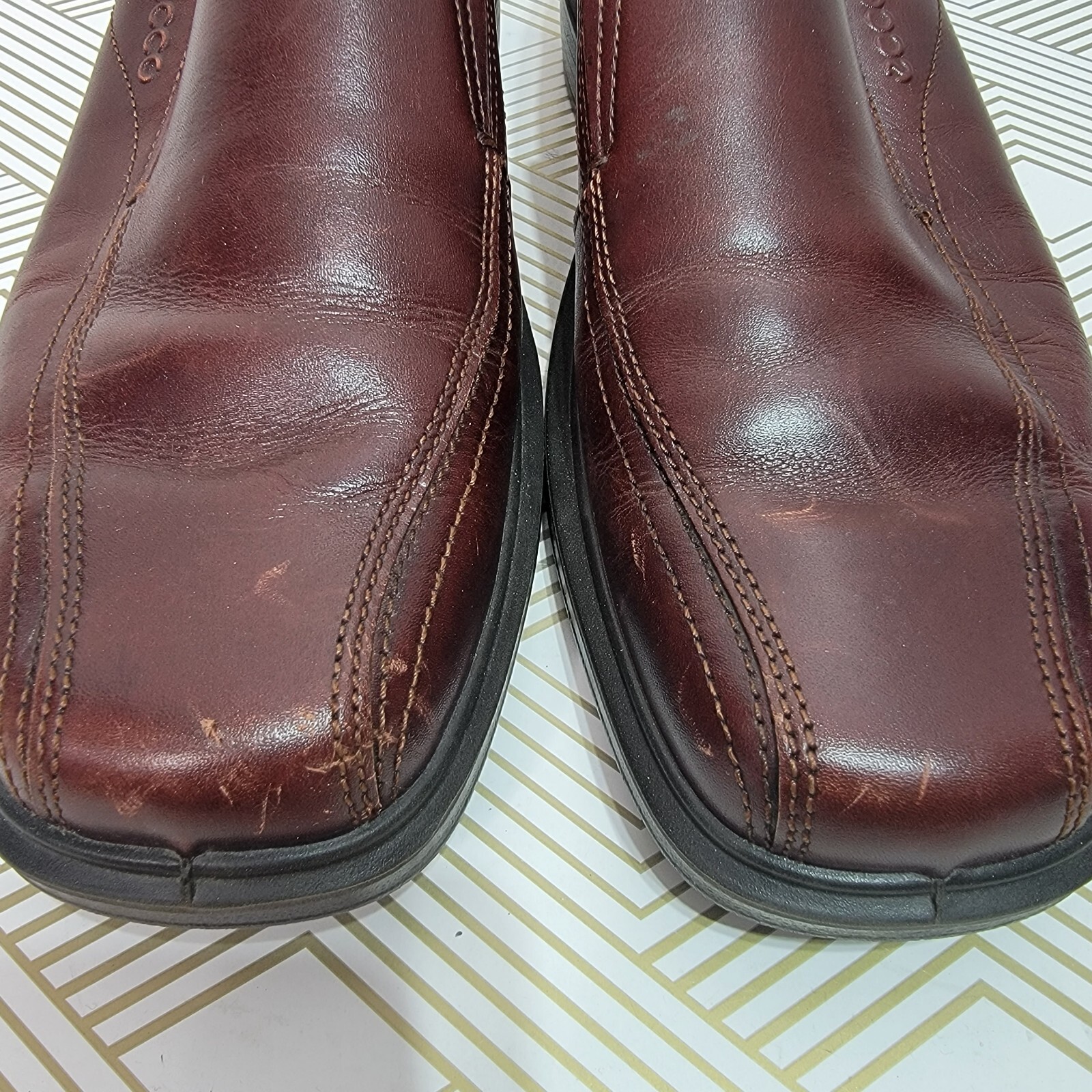 Ecco Men's Helsinki Brown Leather Bicycle Toe Loafer … - Gem