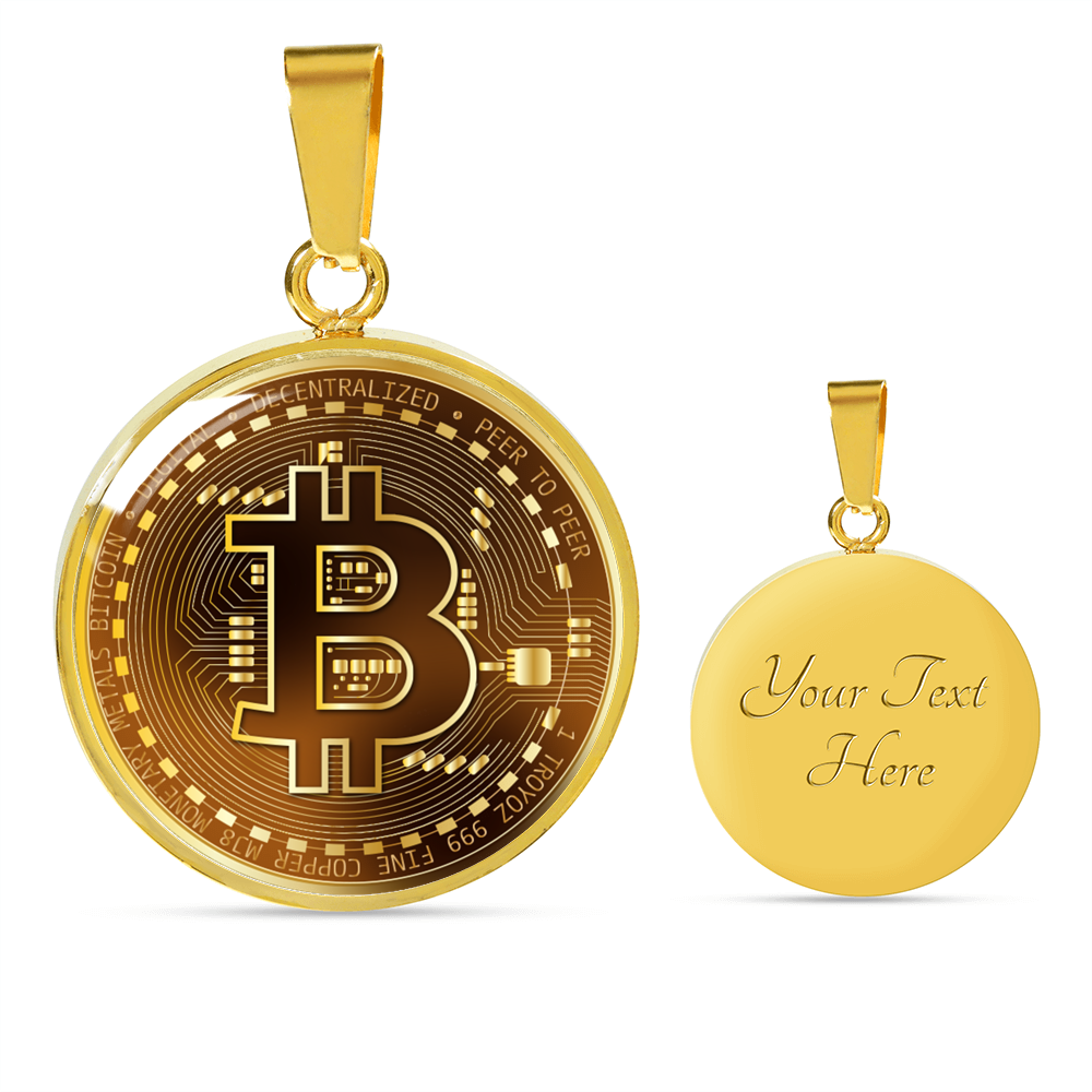 Bitcoin Necklace Round Pendant Chain BTC Coin Jewelry Crypto Money ...