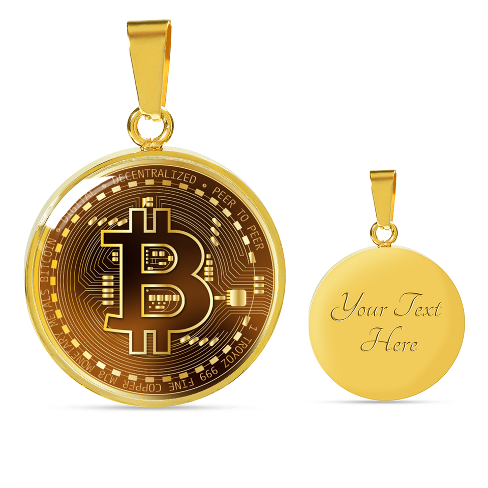 Bitcoin Necklace Round Pendant Chain BTC Coin Jewelry Crypto Money ...