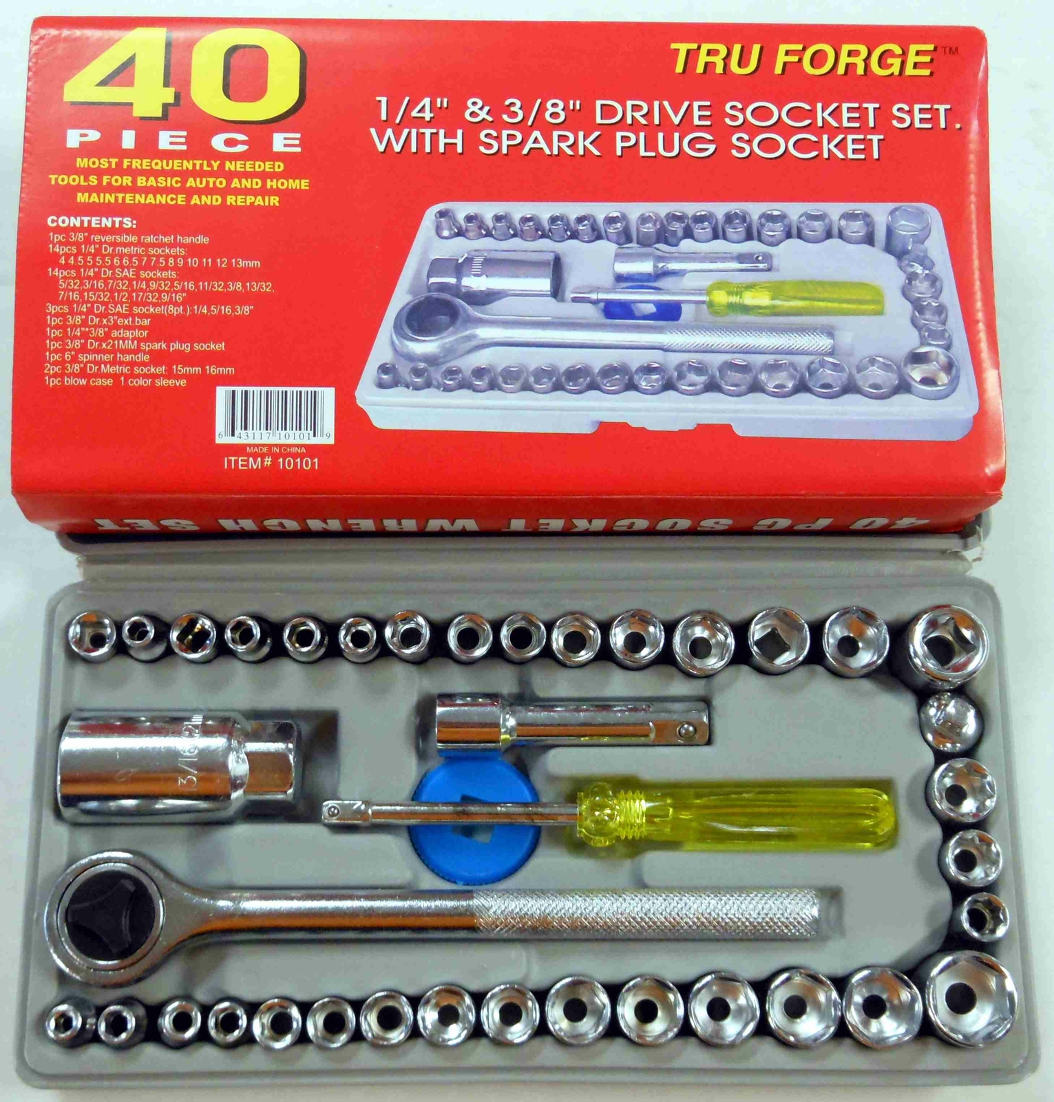 40pc Socket Set 1/4" DR & 3/8" DR SAE & Metric with Storage Case | eBay