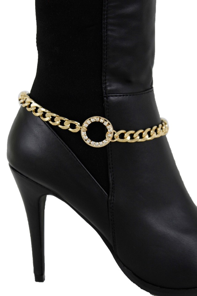 Women Fashion Metal Shoe Boot Bracelet Chain Gold Bling Ring Silver ...