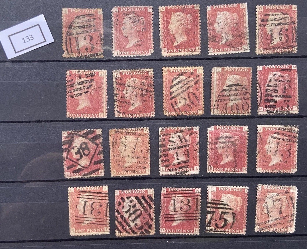 SG43/SG44. QV Penny Red plates. All plate 133 Ideal for sheet ...