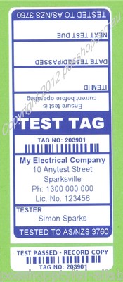 350 CUSTOM BLUE Printed Electrical Adhesive Test Tag Labels | eBay
