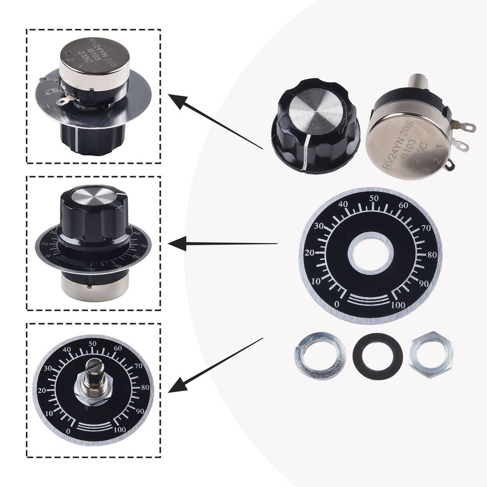 RV24YN 20S/B103 Rotary Potentiometer with Dial and Knob 10K Ohm ...