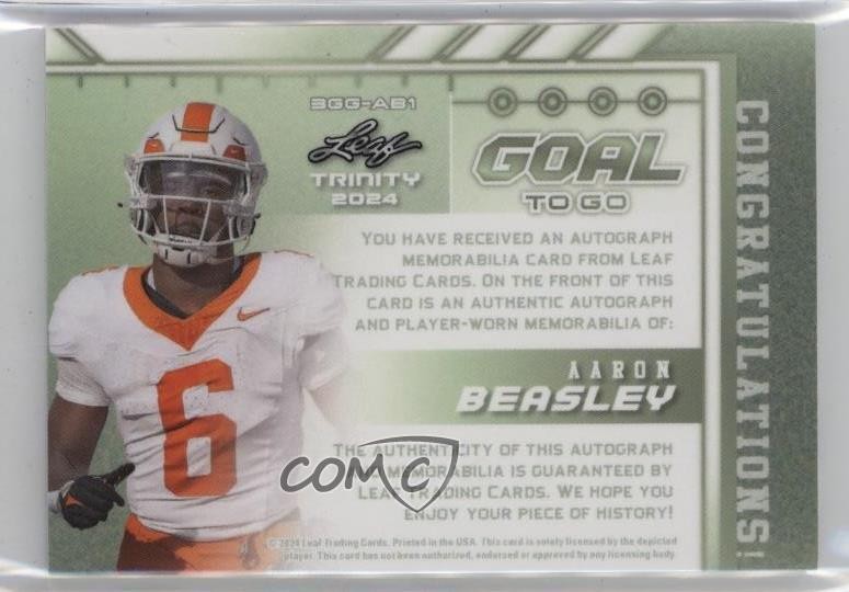 2024 Leaf Trinity 3rd and Goal to Go Gold /10 Aaron Beasley #3GG-AB1 ...