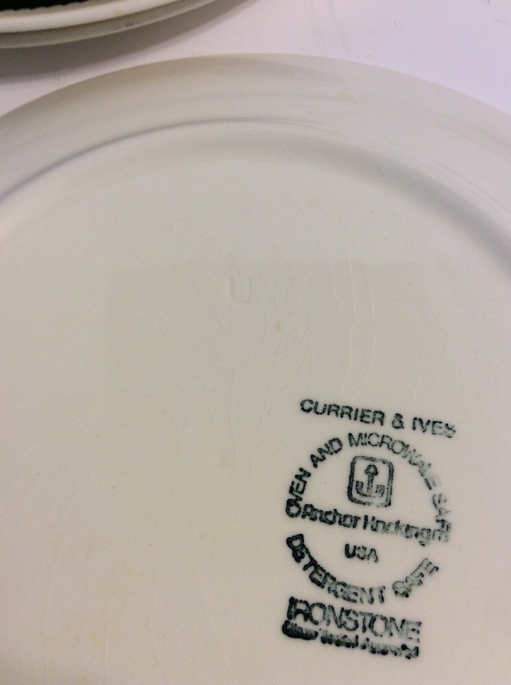 Anchor Hocking Currier & Ives Ironstone / Taylor Currier & Ives 10 ...