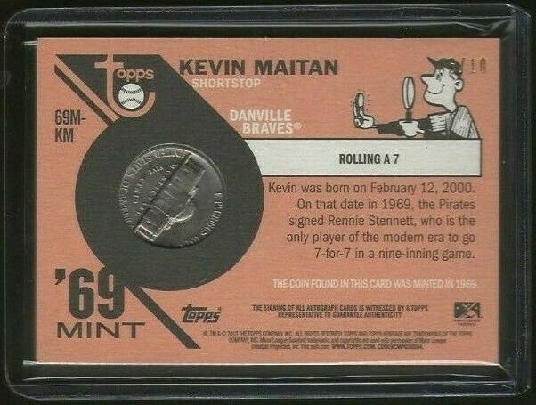Kevin Maitan 2018 Topps Heritage Minor Leagues Auto #d /10 Coin '69 ...