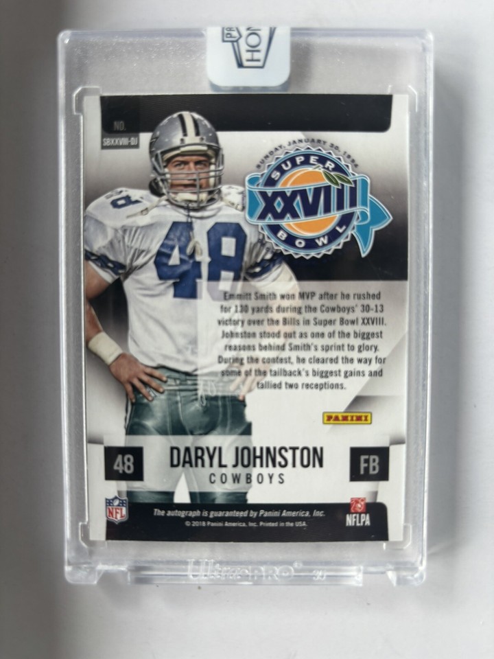 2018 PANINI DARYL MOOSE JOHNSTON DALLAS COWBOYS BLUE INK AUTOGRAPH ...
