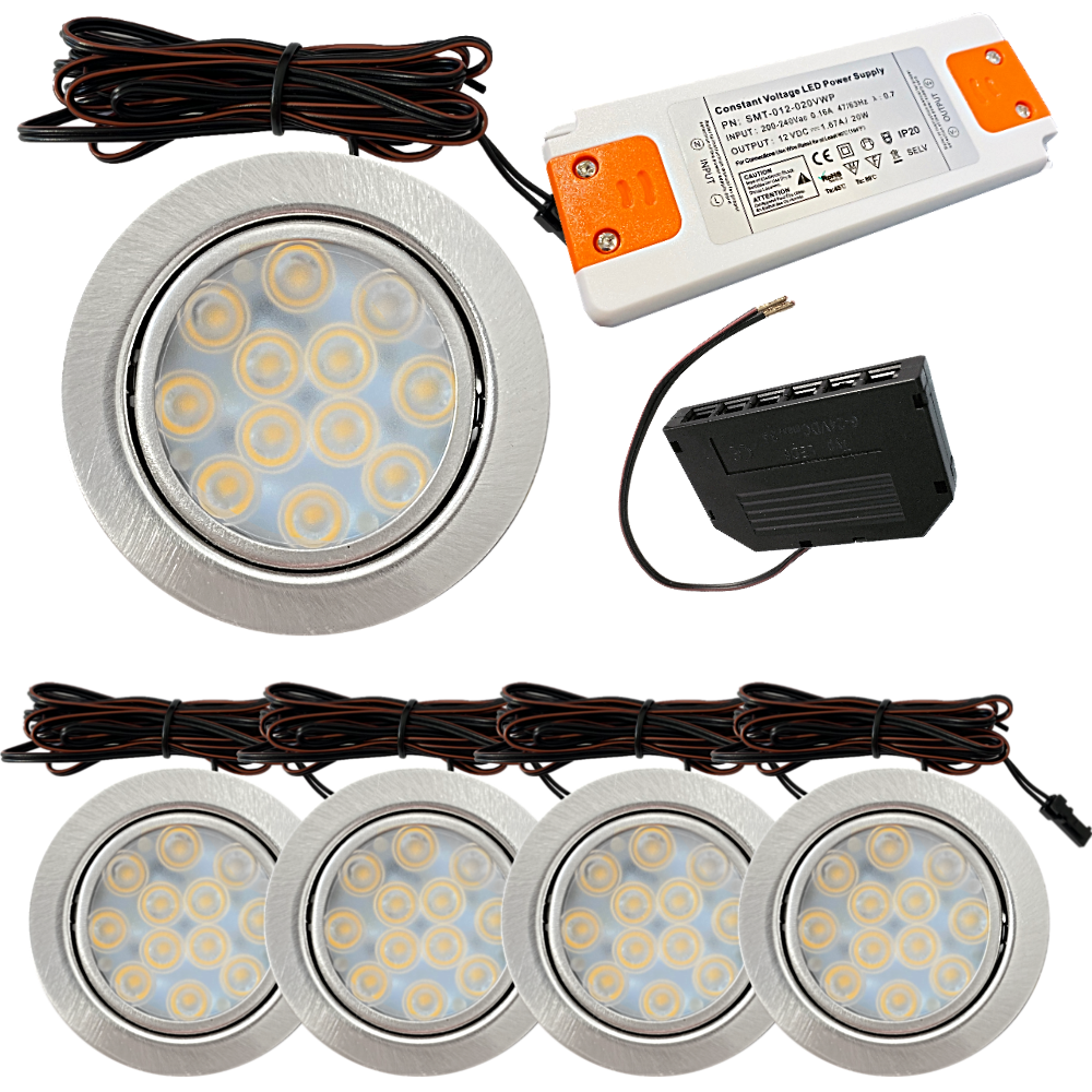 LED Einbauspots 12V Flach Möbelstrahler 3W - Dimmbar Ein/Aus mit ...
