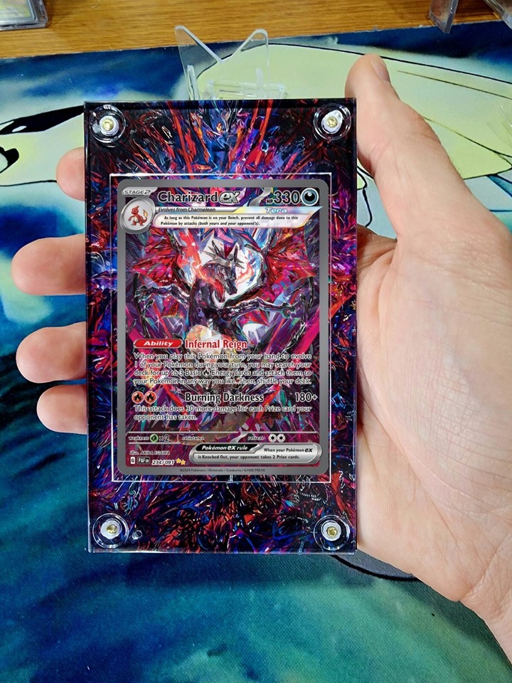 x2 Charizard EX 234 & EX 223 Paldean Fates & evolved Custom Case Slab ...