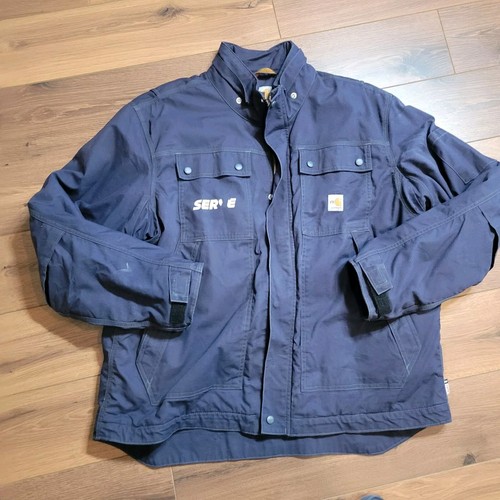 Carhartt FR Jacket Mens XL Blue Full Swing Coat Flame Fire Resistant ...