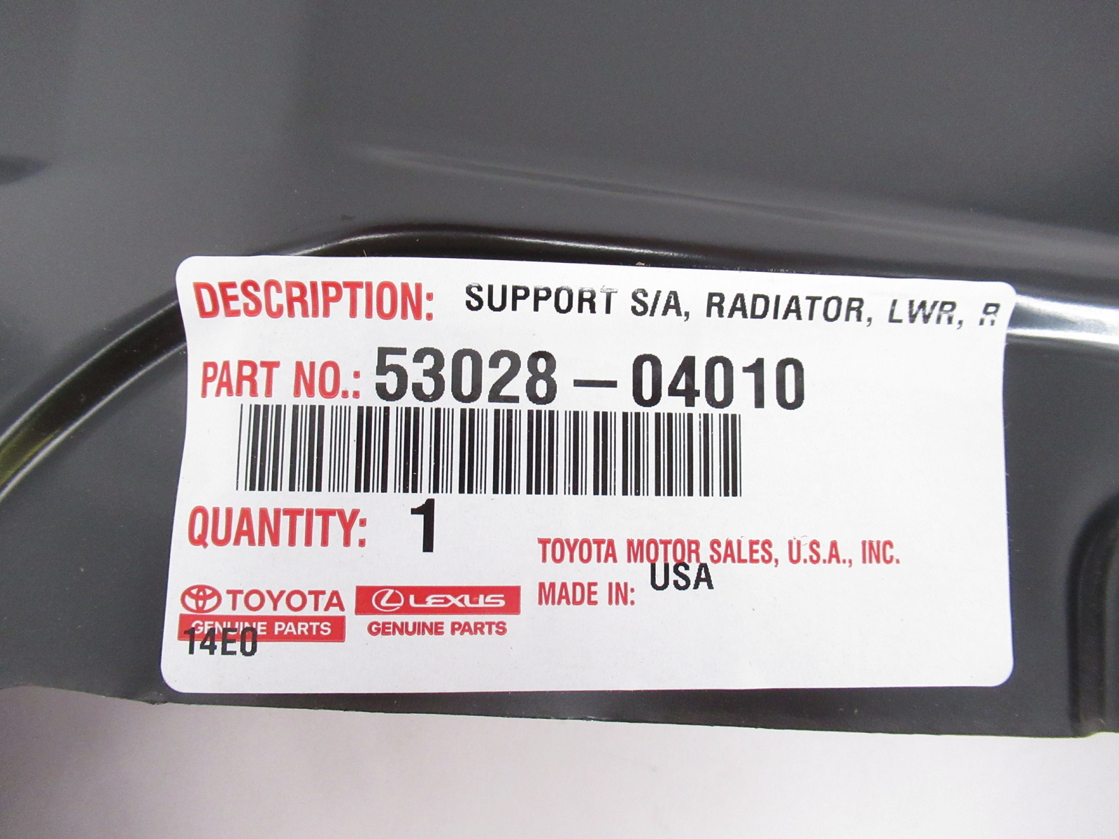 Genuine OEM Toyota 53028-04010 Right Support Side Panel 2005-2020 ...