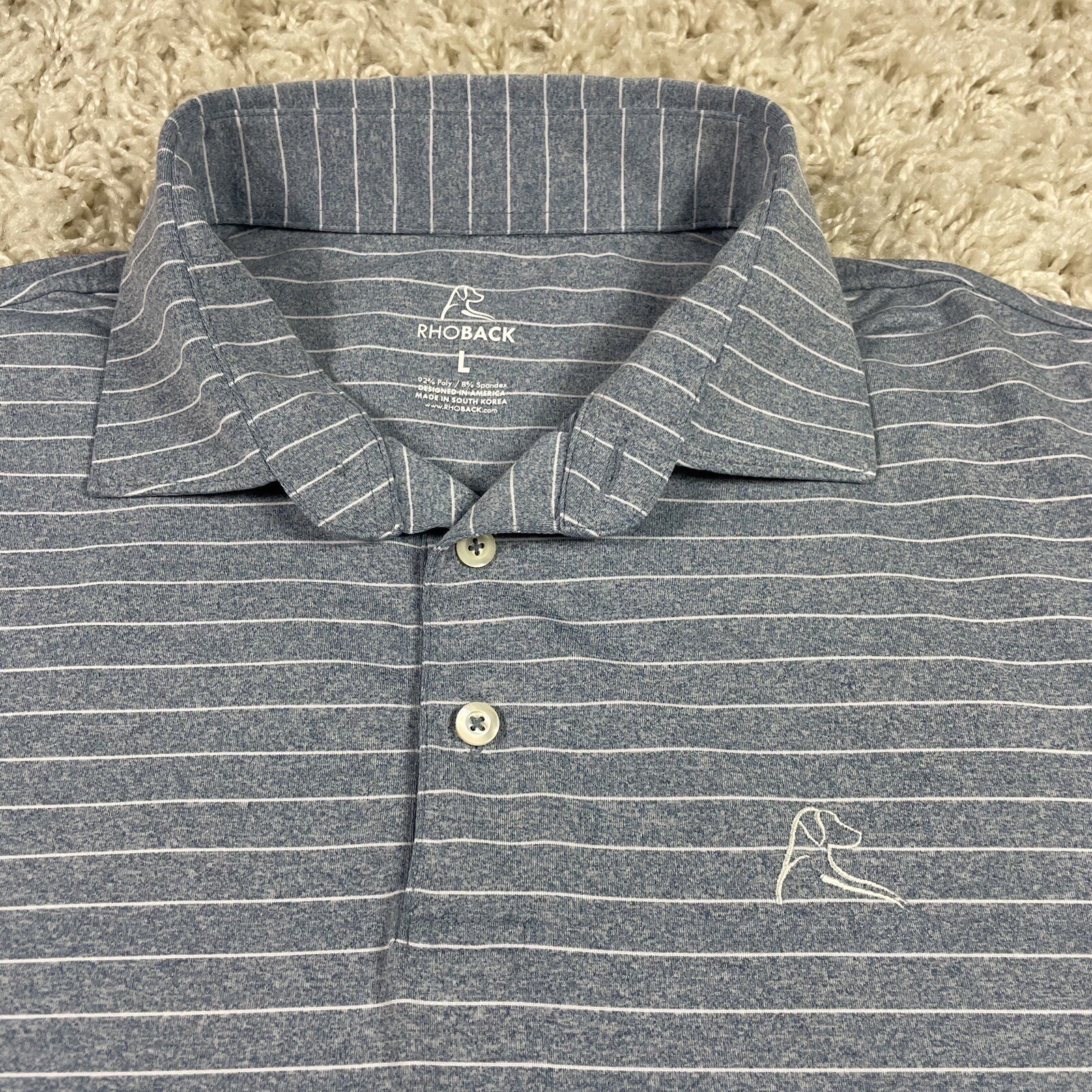 Rhoback Men’s Blue Performance Striped Logo Golf Jers… - Gem