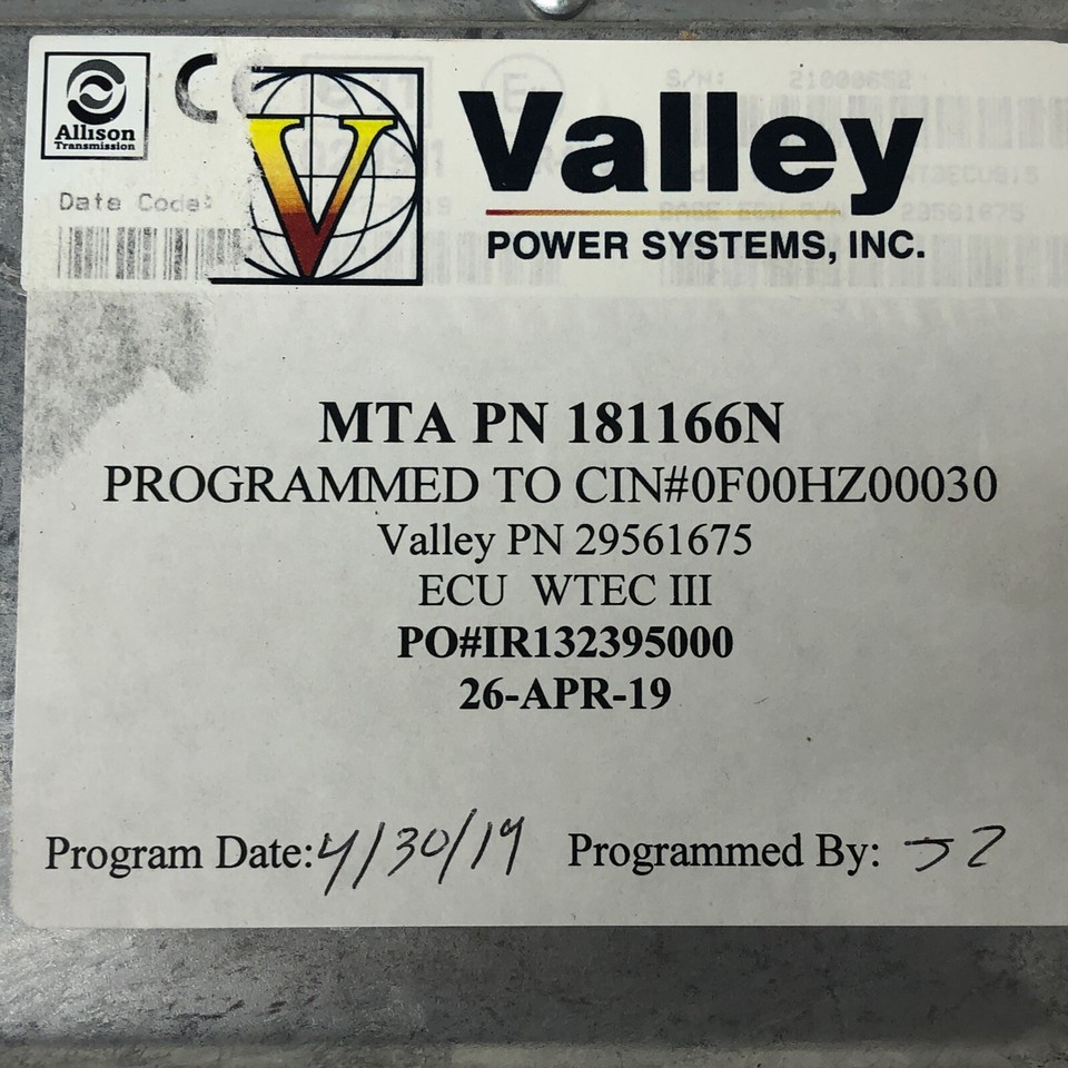 Allison Transmission 29561675 Electronic Control Unit (ECU); Wtec Iii ...