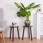 2 Pack Small Round Side End Table Tall Plant Stand Indoor Wood Flower ...