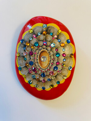 Hand Painted Rock Art By Jocelyn Bullock Jeweled Coral | eBay