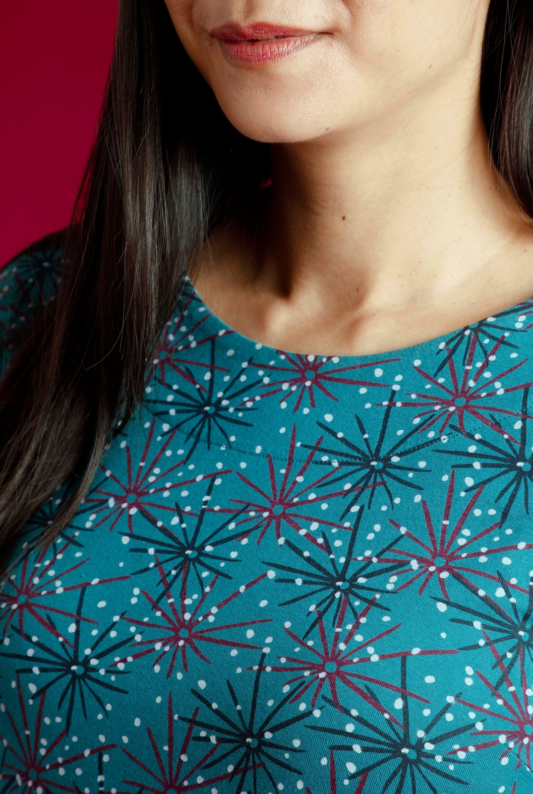 WEIRD FISH Ramona Organic Cotton Printed Jersey Maxi Dress Deep Ocean ...