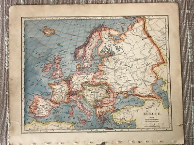 Vintage Color Map of Europe Printed in 1883 | eBay