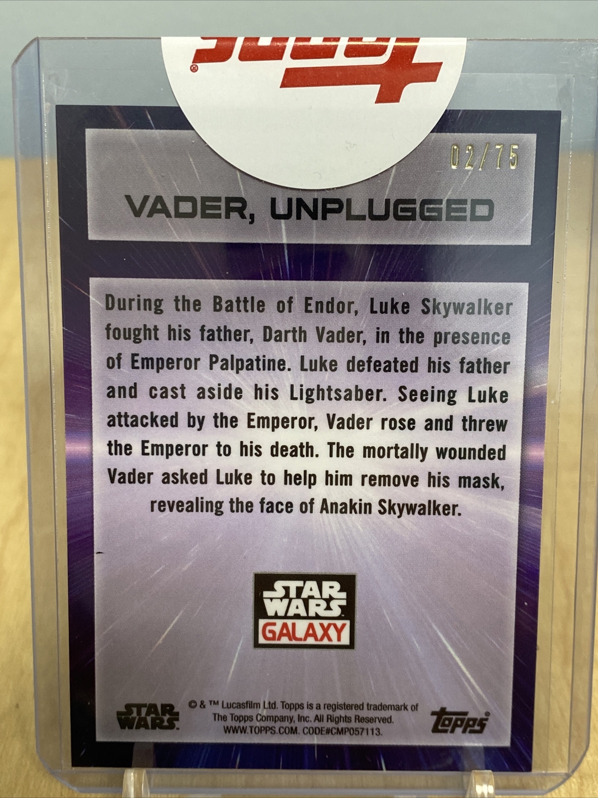 Star Wars Galaxy Topps Chrome 2022 Refractor Prism 23/75 Vader ...