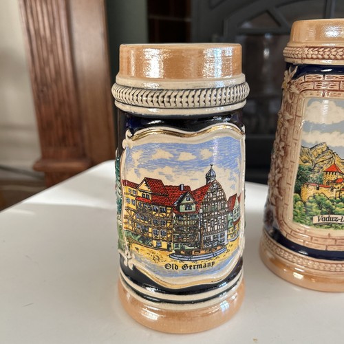 Set Of 4 COLLECTIBLE GERMAN BEER STEINS MUNCHEN ~ 6.5” No Lids Vintage ...