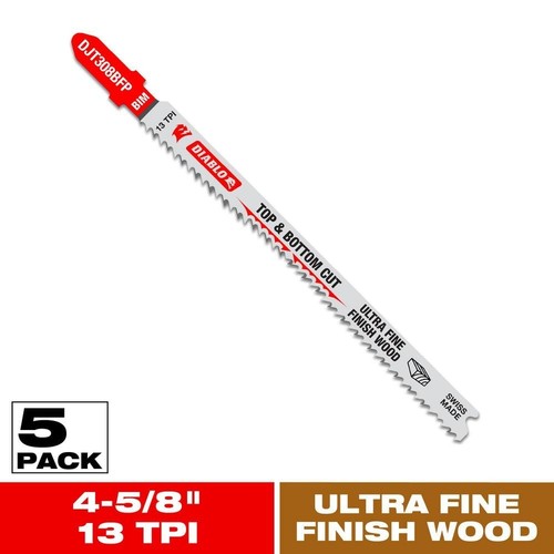 4-5/8 in. x 13 TPI Ultra Fine Finish Cutting Bi-Metal Wood Jigsaw Blade ...